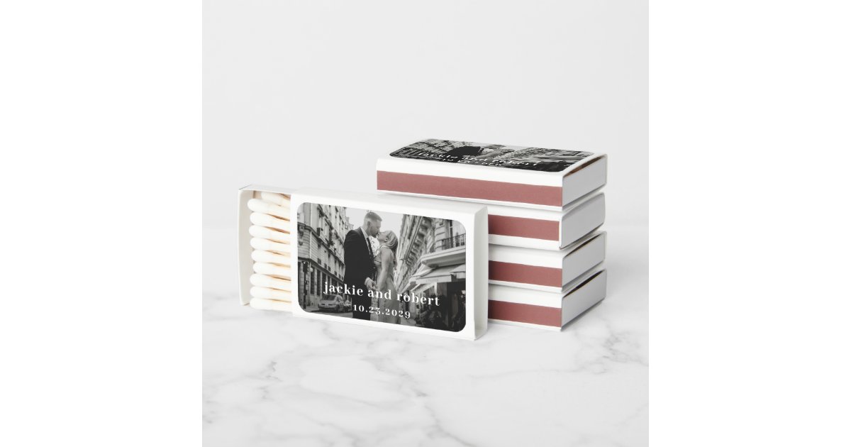 Minimal Modern Photo Wedding Matchboxes | Zazzle