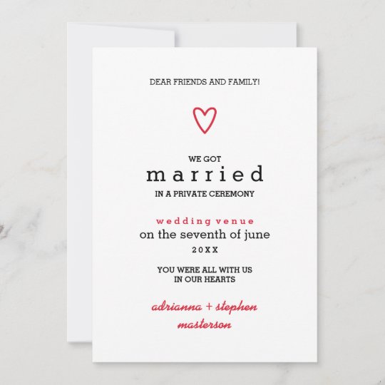 Minimal Modern | Red Heart | Marriage Announcement | Zazzle.com