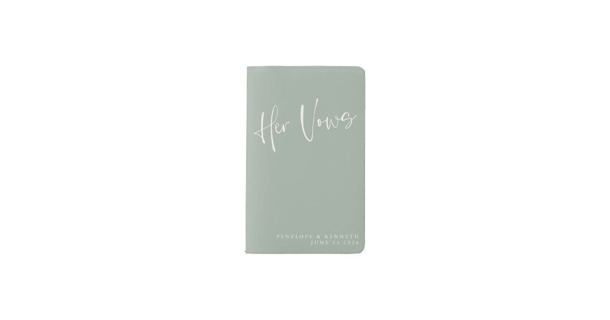 Minimal Modern Script Sage Green Wedding Her Vows Pocket Moleskine ...