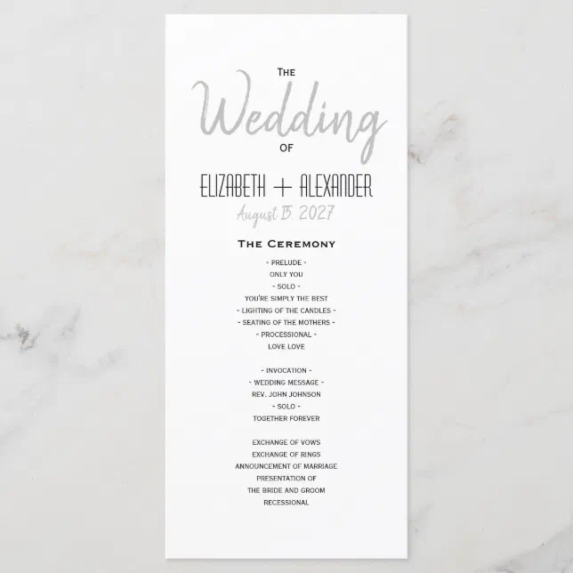 Minimal Modern Script Wedding Program | Zazzle