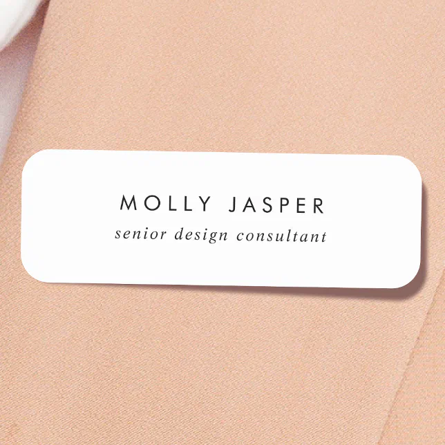 Minimal Modern Simple Clean White Professional Name Tag | Zazzle