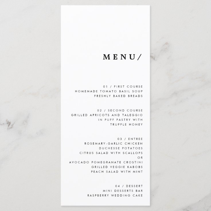 Minimal Modern Typography Wedding Monogram Classic Menu | Zazzle
