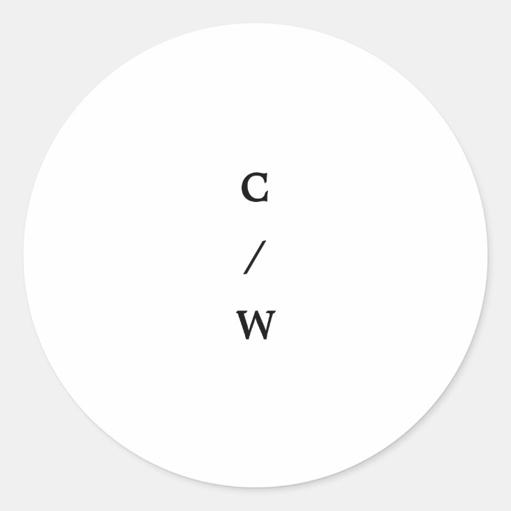 Minimal Modern Typography Wedding Monogram Classic Round Sticker | Zazzle