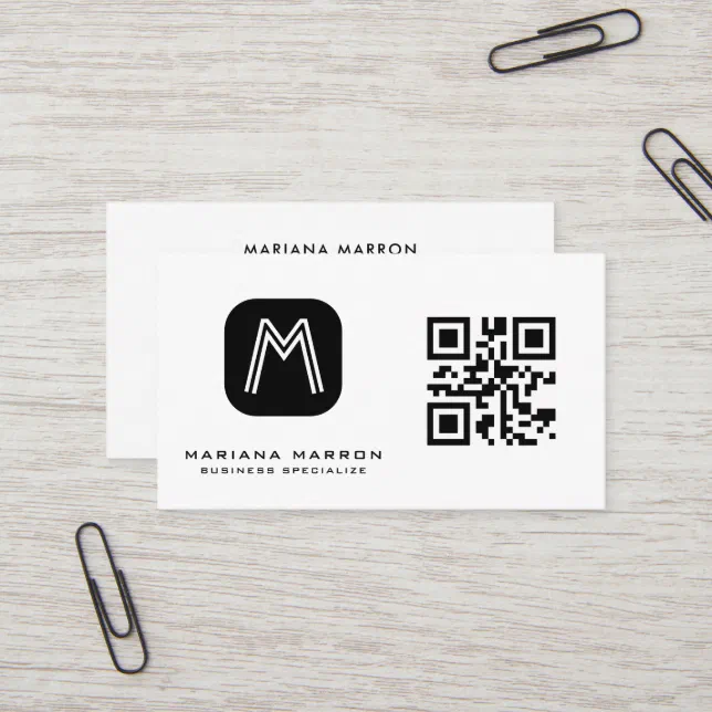 Minimal Monogram Custom QR Code Basic Business Card | Zazzle