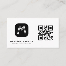 Minimal Monogram Custom QR Code Basic Business Card | Zazzle