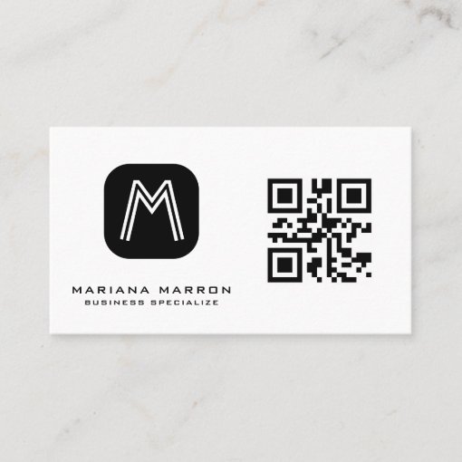 Minimal Monogram Custom QR Code Basic Business Card | Zazzle