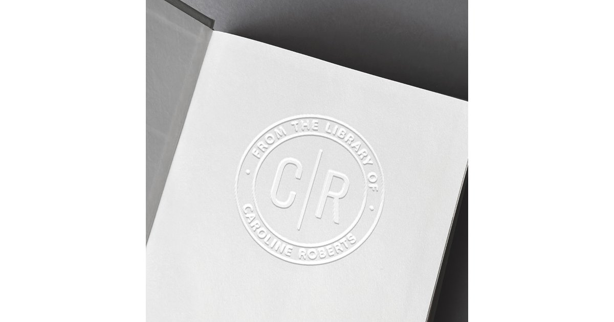 Minimal monogram initials from the library of book embosser | Zazzle