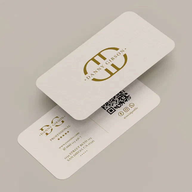 Minimal Monogram Logo Initial Sand Professional Business Card | Zazzle