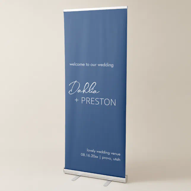 Minimal Navy Blue Modern Wedding Welcome Sign | Zazzle