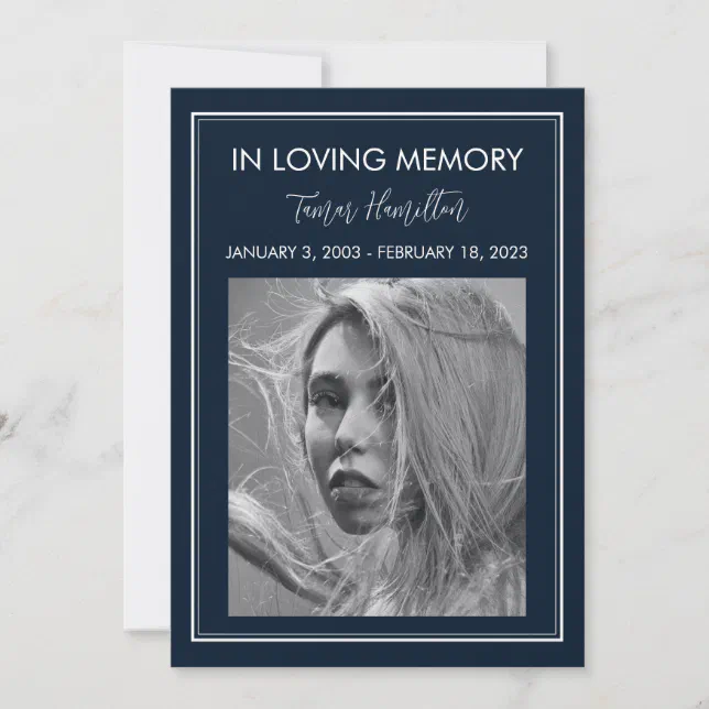 Minimal Navy White Border funeral program | Zazzle