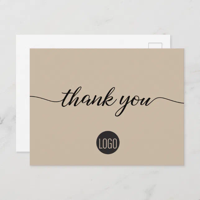 Minimal Neutral Business logo Custom Postcard | Zazzle