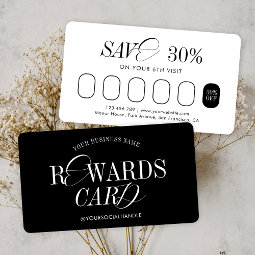 Minimal Nostalgic Calligraphy Black & White Salon Loyalty Card | Zazzle