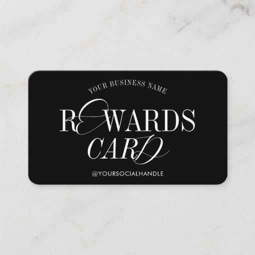 Minimal Nostalgic Calligraphy Black & White Salon Loyalty Card | Zazzle
