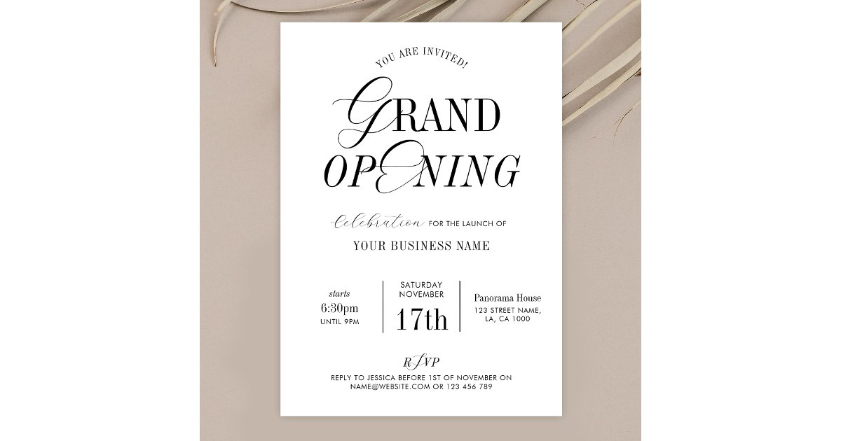Minimal Nostalgic Elegant Business Grand Opening Invitation | Zazzle