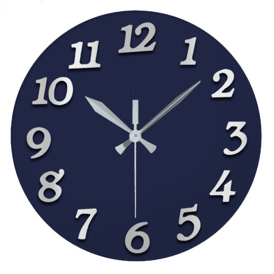 Minimal Numbers Gray Grey Elegant Blue Navy Large Clock | Zazzle.com