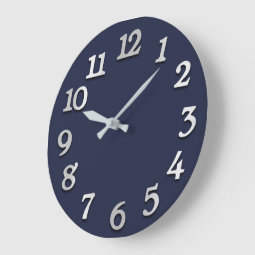 Minimal Numbers Gray Grey Elegant Blue Navy Large Clock | Zazzle