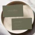 Minimal Olive Green Gold Script Business Card | Zazzle