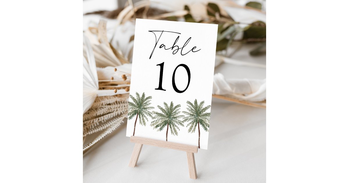 Minimal Palm Tree Wedding Table Number | Zazzle
