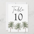 Minimal Palm Tree Wedding Table Number Card | Zazzle