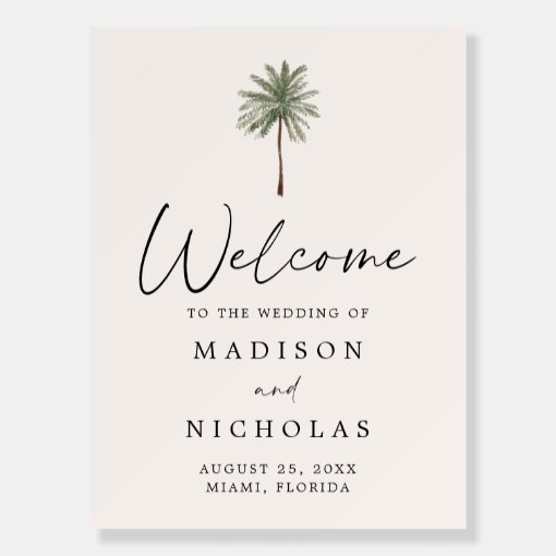 Minimal Palm Tree Wedding Welcome Sign | Zazzle