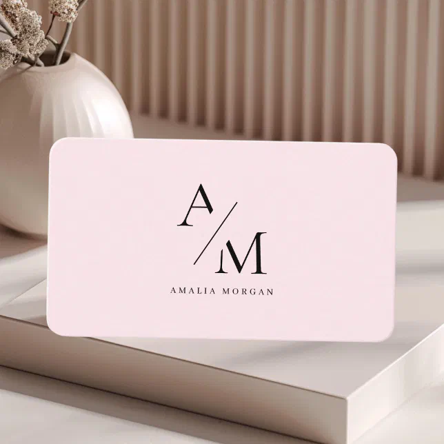 Minimal Pastel Pink Initial & Personalized Business Card | Zazzle