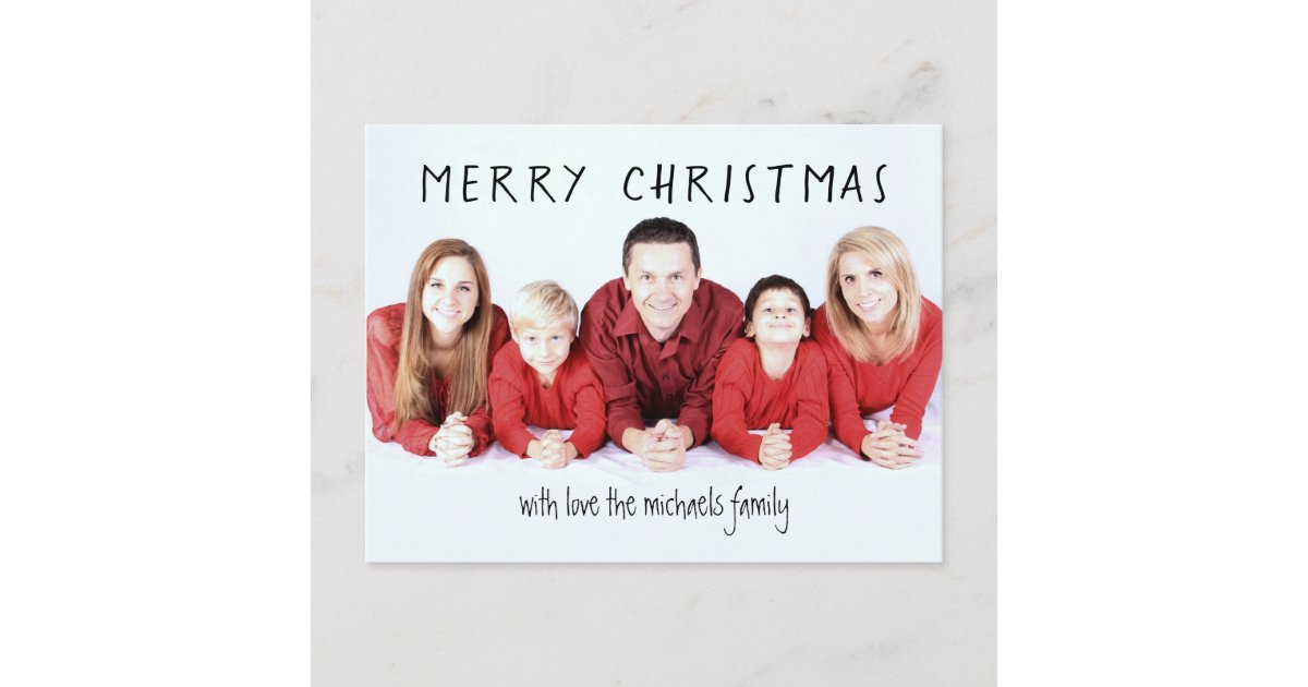 Minimal Personalized Christmas Holiday Photo Postcard | Zazzle