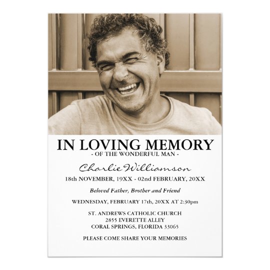 Minimal Photo In Loving Memory Funeral Invitation | Zazzle.com