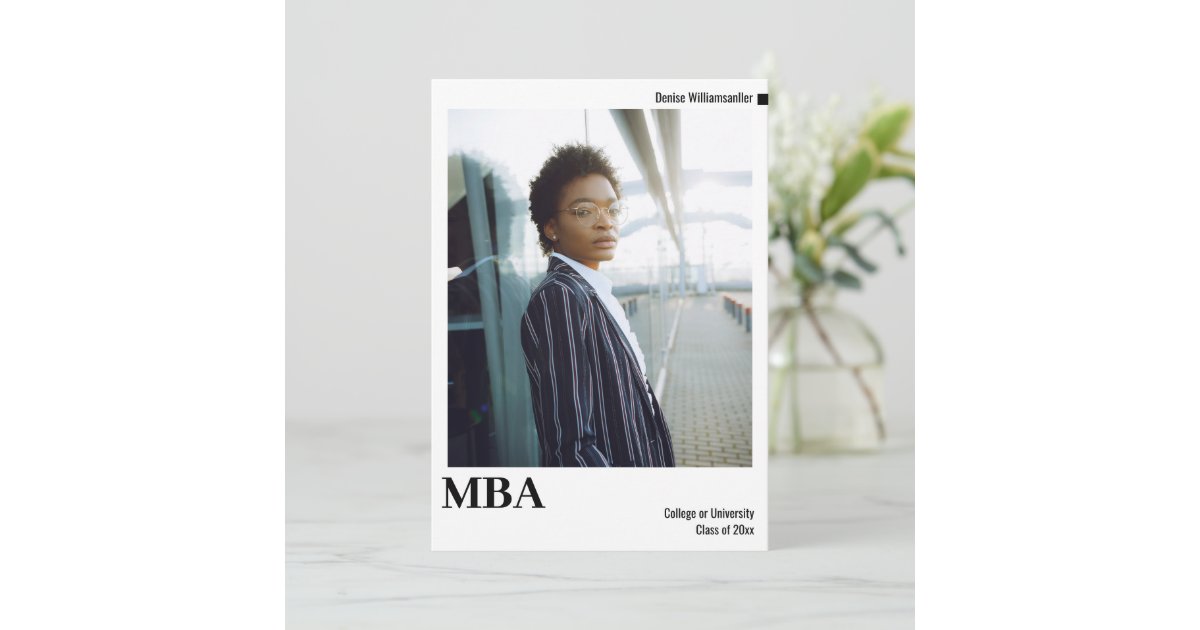 Minimal Photo MBA Graduation Announcement | Zazzle