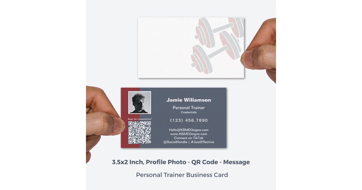 Minimal Photo QR Code Personal Message Red Accent Business Card | Zazzle