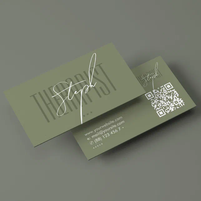 Minimal Physical Therapist Signature Sage Modern Business Card | Zazzle