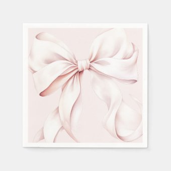 Minimal Pink Bow Paper Napkin | Zazzle