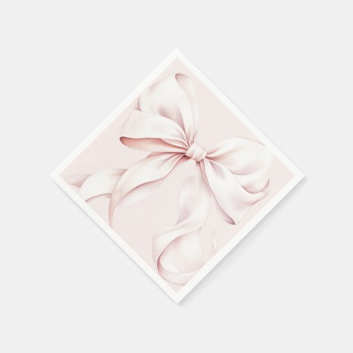 Minimal Pink Bow Paper Napkin | Zazzle