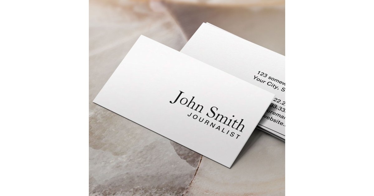 Minimal Plain White Journalist Business Card | Zazzle