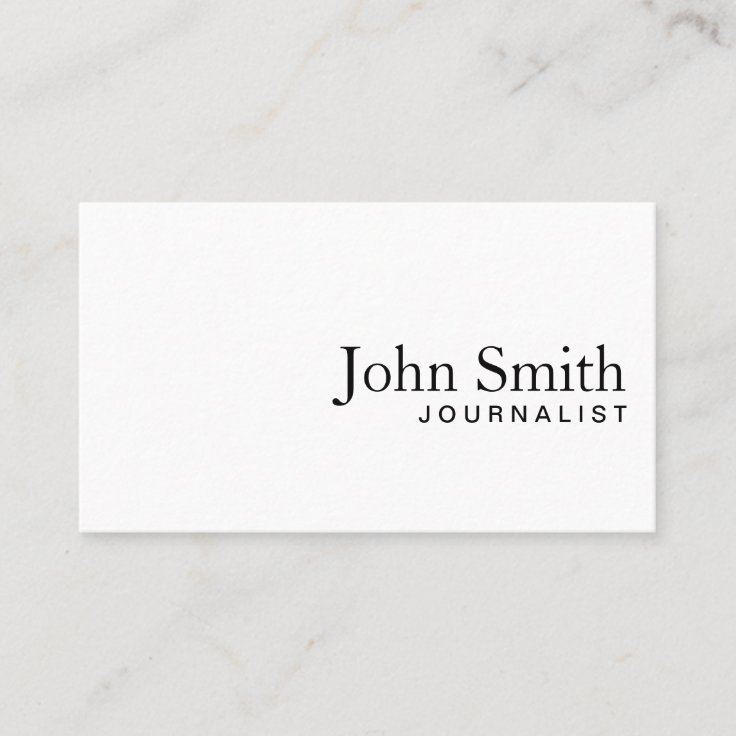 Minimal Plain White Journalist Business Card | Zazzle