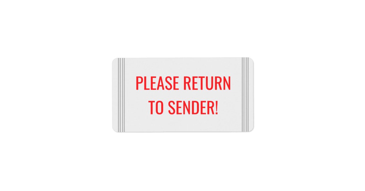 Minimal "PLEASE RETURN TO SENDER!" Label | Zazzle