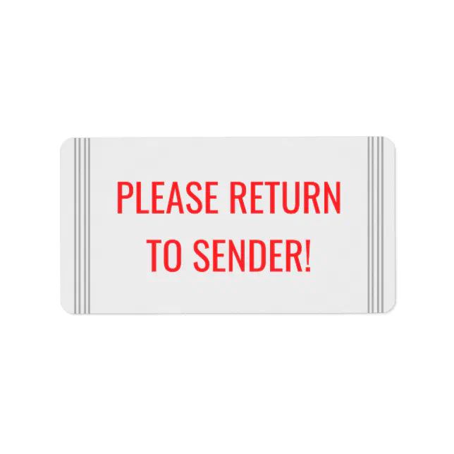 Minimal "PLEASE RETURN TO SENDER!" Label | Zazzle