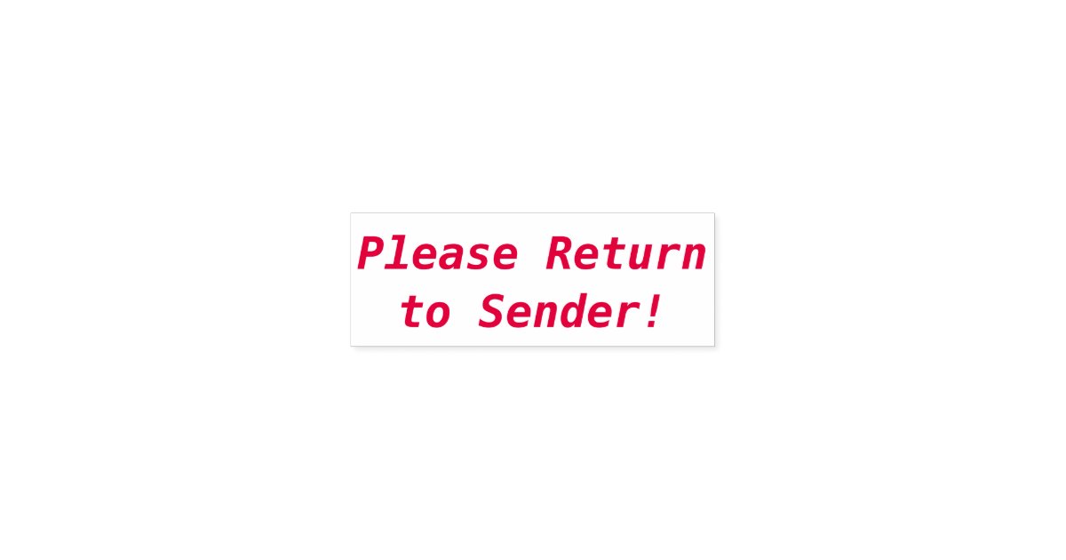 Minimal "Please Return to Sender!" Rubber Stamp | Zazzle