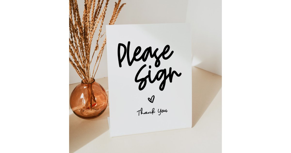 Minimal Please Sign Thank You Guest Book Sign | Zazzle