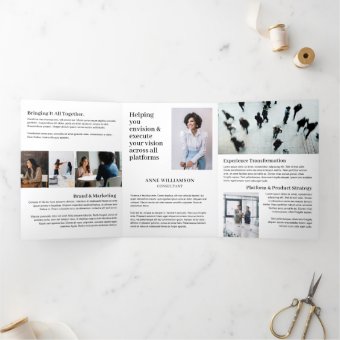 Minimal & Professional Business Marketing & Sales Tri-Fold Card | Zazzle