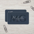 Minimal Professional Initials Charcoal Blue Business Card | Zazzle