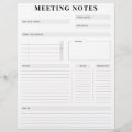 Minimal Professional Meeting Notes Planner Letterhead | Zazzle