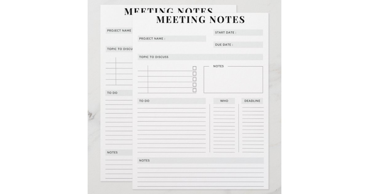 Minimal Professional Meeting Notes Planner Letterhead | Zazzle