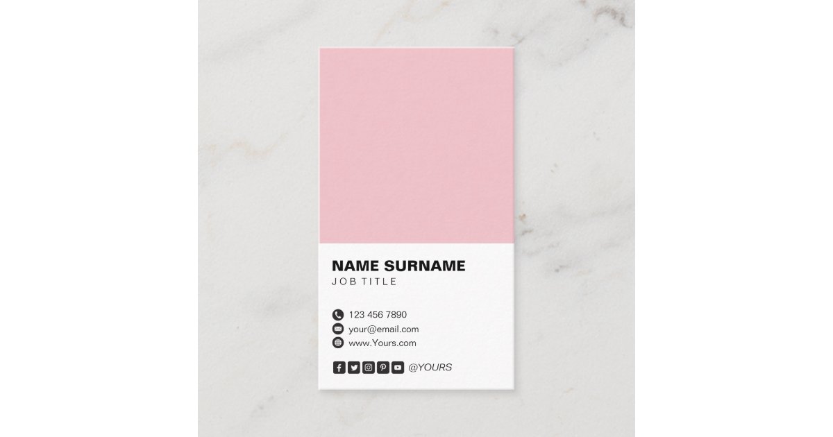 Minimal Professional Pink Vertical Business Card | Zazzle