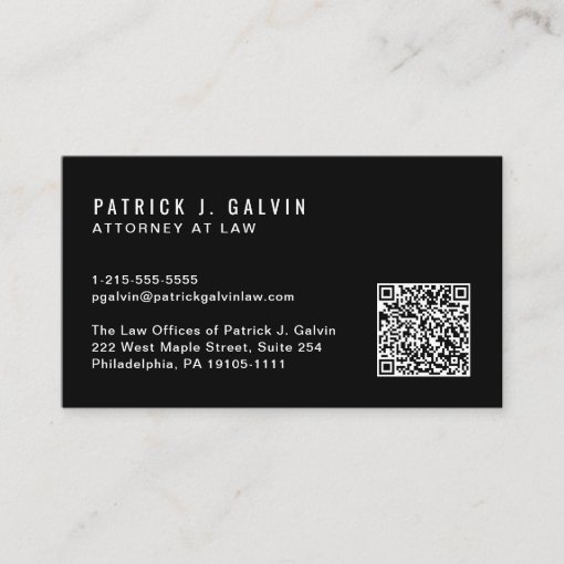 Minimal Professional QR Code Black Business Card | Zazzle