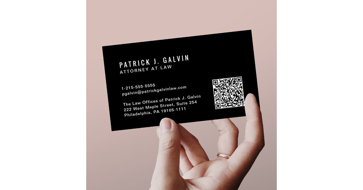 Minimal Professional QR Code Black Business Card | Zazzle