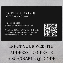 Minimal Professional QR Code Black Business Card | Zazzle