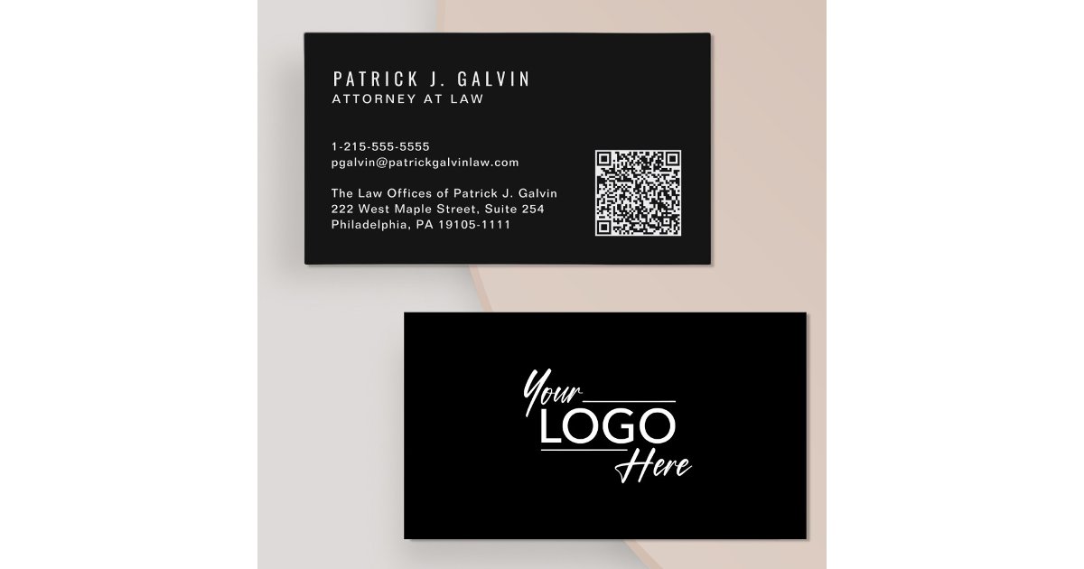 Minimal Professional QR Code Logo Black Business Card | Zazzle