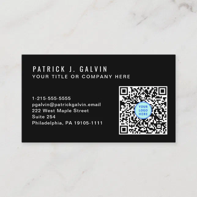 Minimal Professional QR Code Logo Black Business Card | Zazzle Minimal Professional QR Code Logo Black Business Card | Zazzle