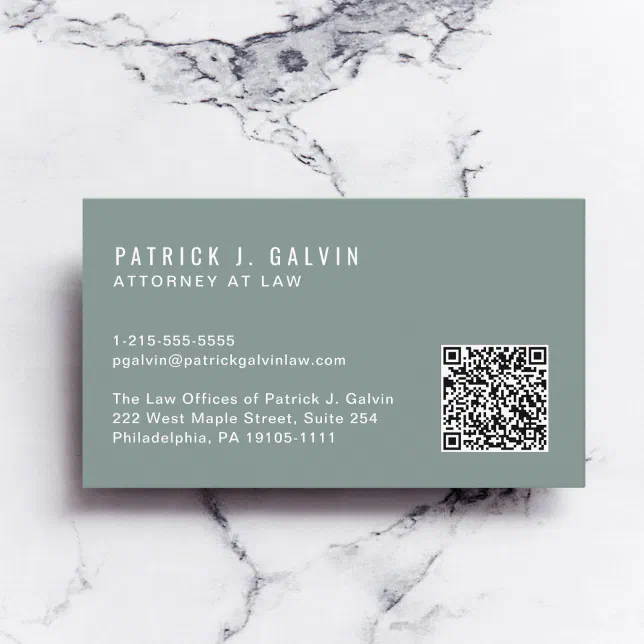 Minimal Professional QR Code Sage Green Business Card | Zazzle