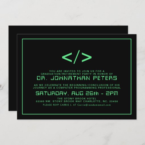 Minimal Programmer Graduation|Retirement Invite | Zazzle